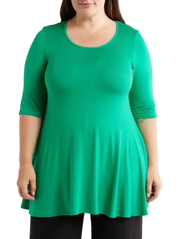 24SEVEN COMFORT APPAREL Asymmetrical Hem Tunic Top - Grass