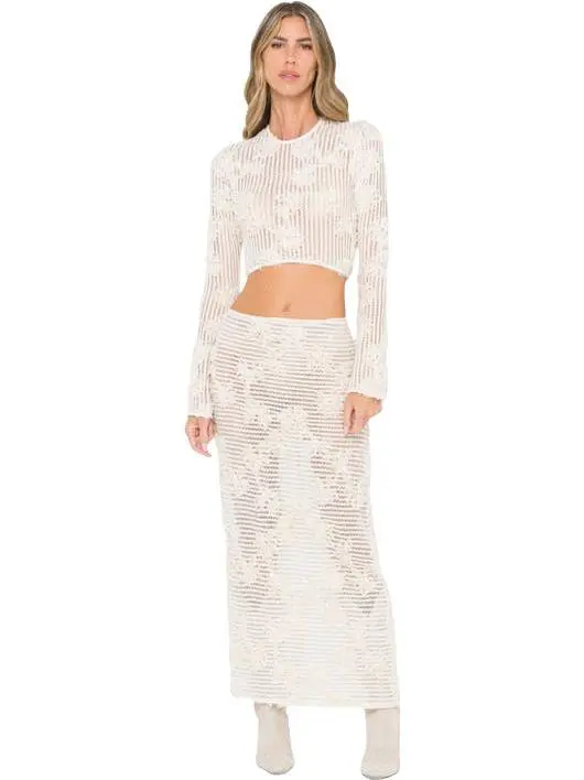 JBQ Agustina Lace Crop Top - Ivory