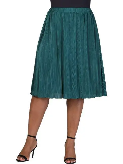 24SEVEN COMFORT APPAREL Elastic Waistband Party Midi Skirt - Hunter