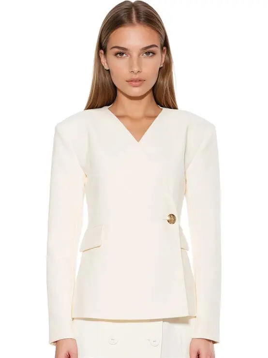 ALEXIA ADMOR Alira Single Button Wrap Blazer - Oat