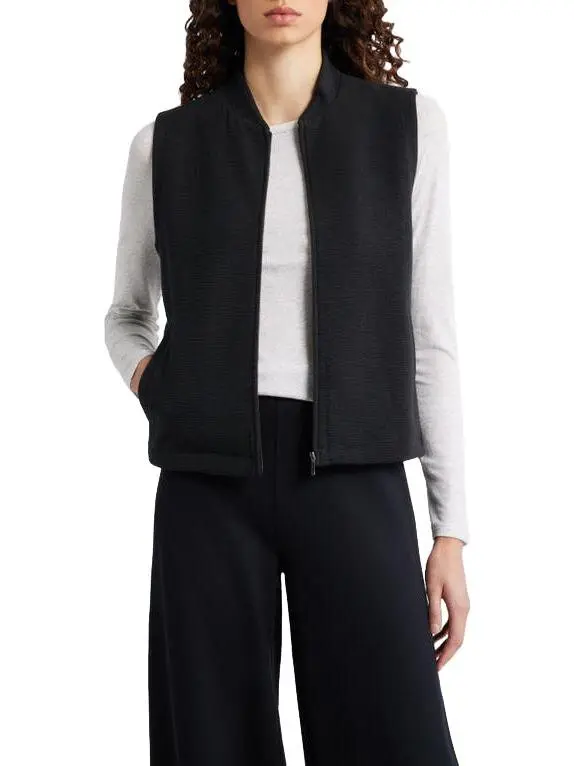 Eileen Fisher Organic Cotton Blend Vest - Black