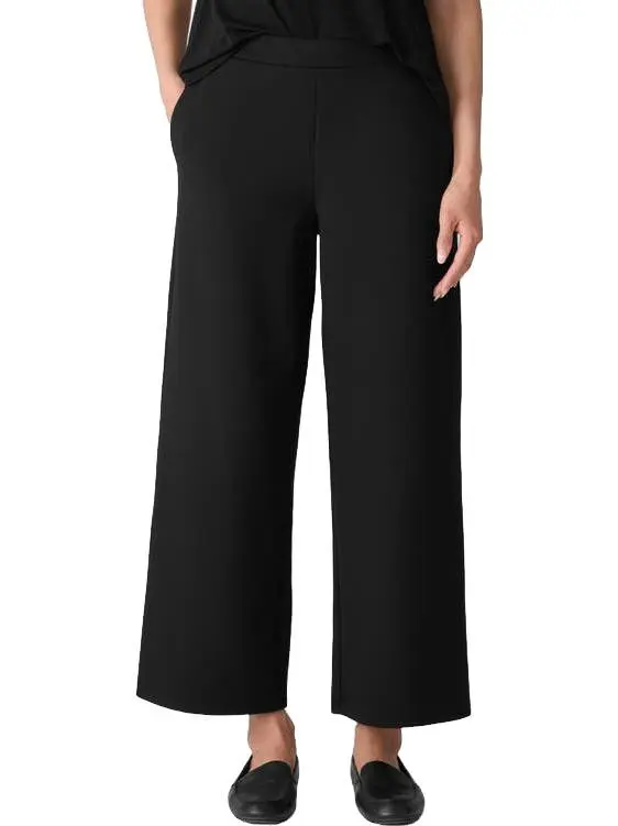 Eileen Fisher Ankle Wide-leg Pants - Black
