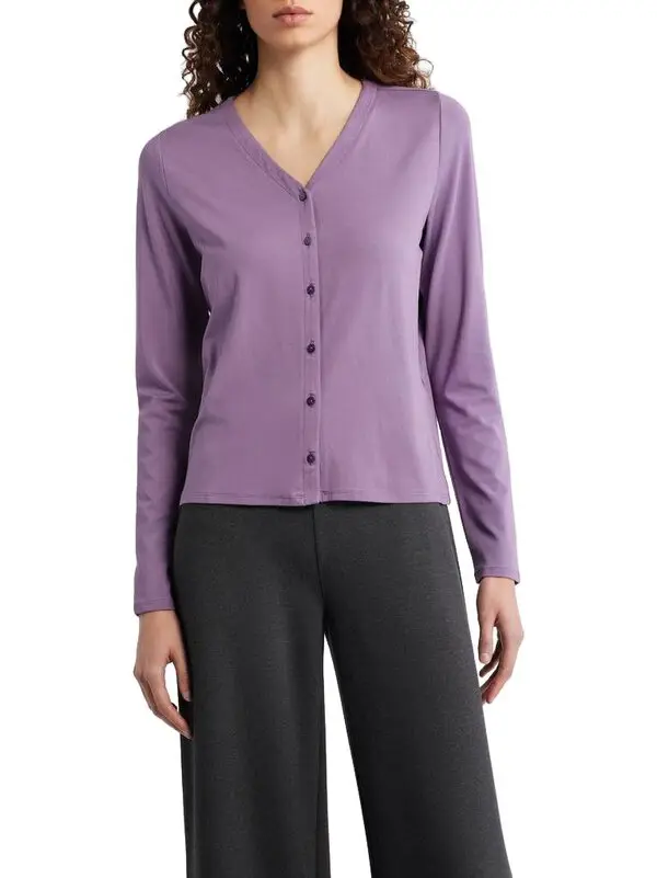 Eileen Fisher Boxy Button-up Top - Mulled Grape