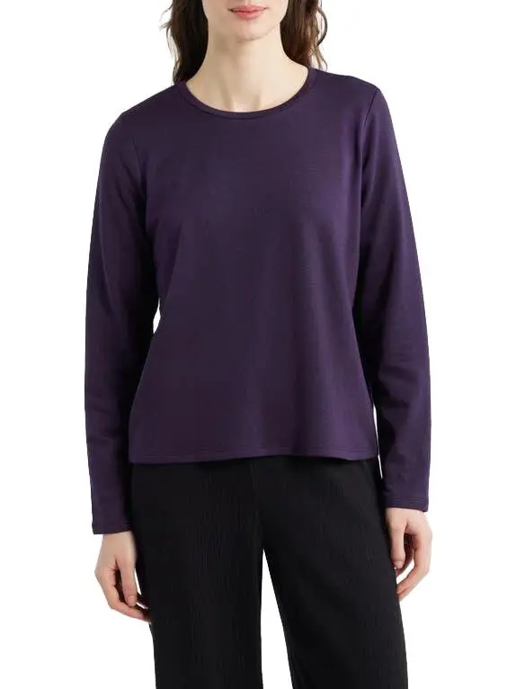Eileen Fisher Crewneck Long Sleeve Top - Aubergine