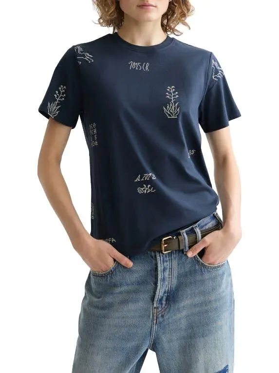 Scotch & Soda Cross Stitch Print T-shirt - Carbon