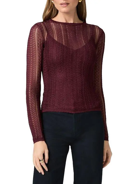 Paige Petra Pointelle Sweater - Black Cherry