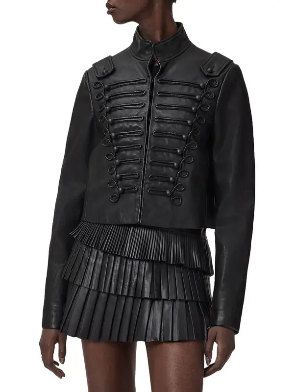 ALLSAINTS Rummy Leather Military Jacket - Black