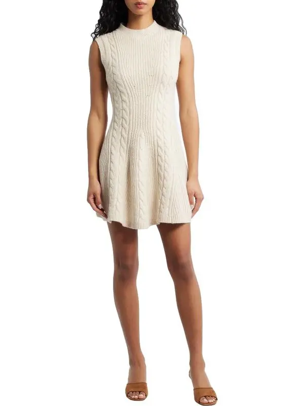 FREEMARKET Mock Neck Sleeveless Sweater Dress - Oatmeal