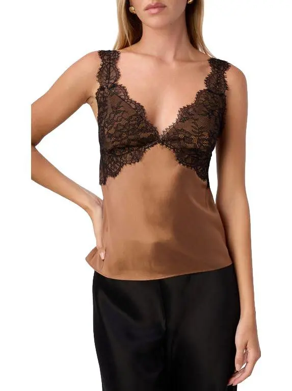Cami Nyc Lisette Lace-trimmed Silk Camisole - Caramel