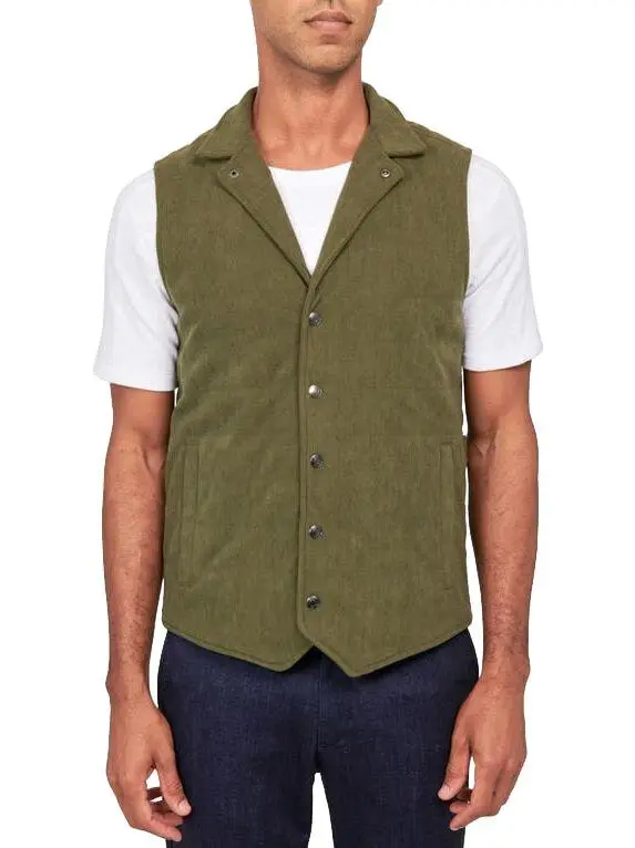 W.R.K Slim Fit Camp Collar Corduroy Vest - Olive