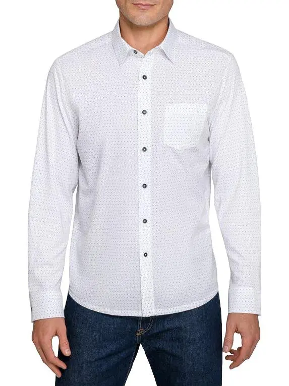 W.R.K Slim Fit Micro Geo Reworked Cotton Button-up Shirt - White