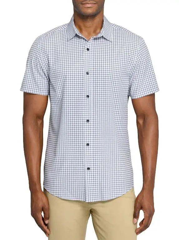 W.R.K Slim Fit Shaded Square Short Sleeve Performance Button-up Shirt - White/black