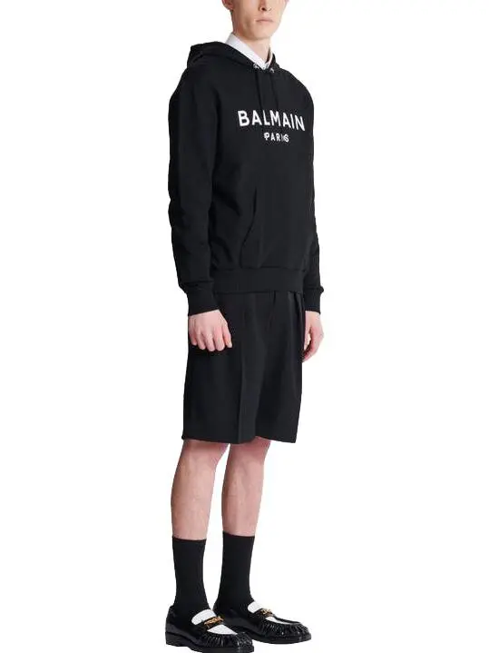 Balmain Printed Cotton Hoodie - Black