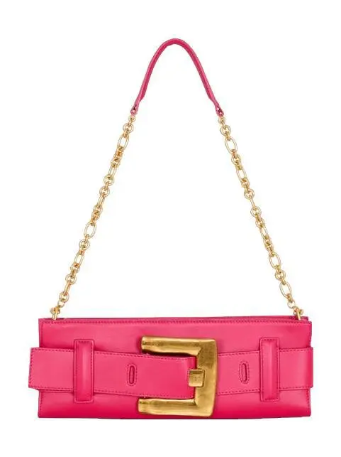 Balmain Anthem Calfskin Leather Clutch - Pink