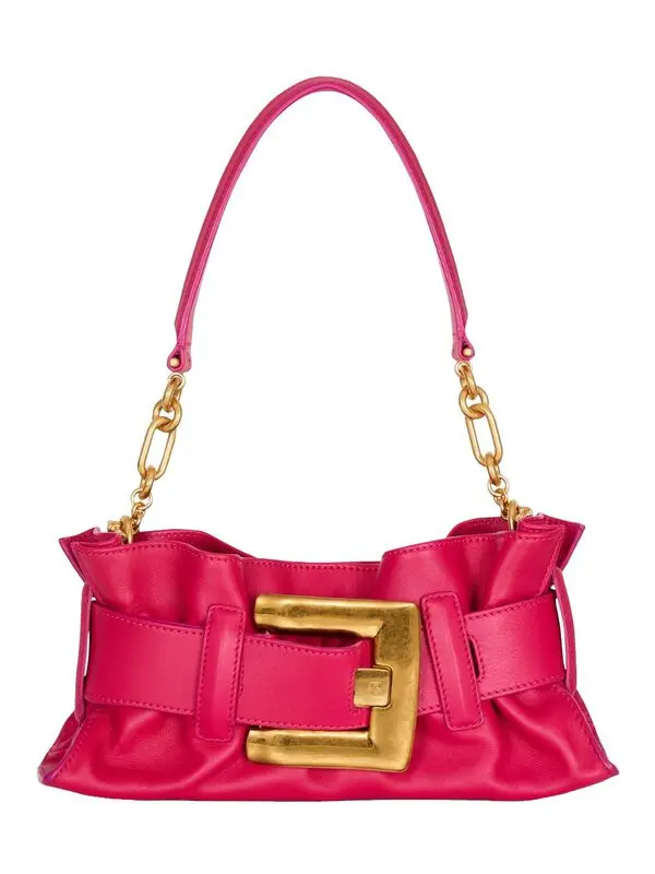 Balmain Mini Anthem Shoulder Bag In Calfskin Leather - Pink