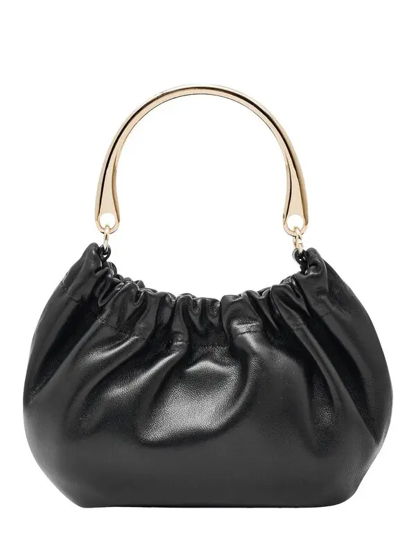 REISS Millie Leather Top Handle Bag - Black