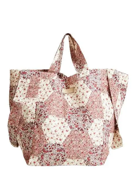 LILY AND LIONEL Printed Linen Tote Bag - Red