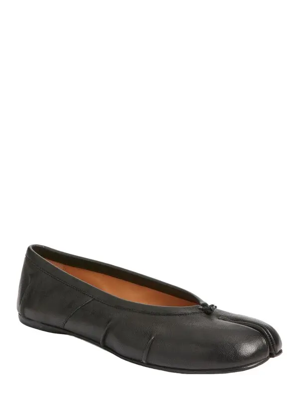 MAISON MARGIELA Tabi Leather Ballet Flats - Black
