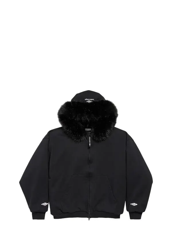 Balenciaga Fluffy Zip-up Hoodie - Black