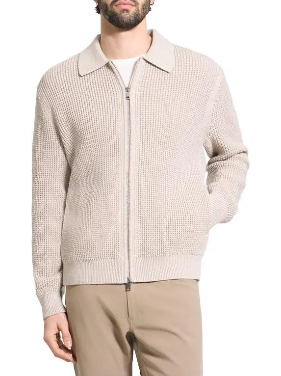Theory Waffle Knit Zip Cardigan - Alabaster Melange - 2h2