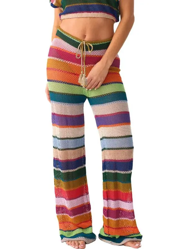 PQ Bree Boho Stripe Sheer Cover-up Pants - Calypso