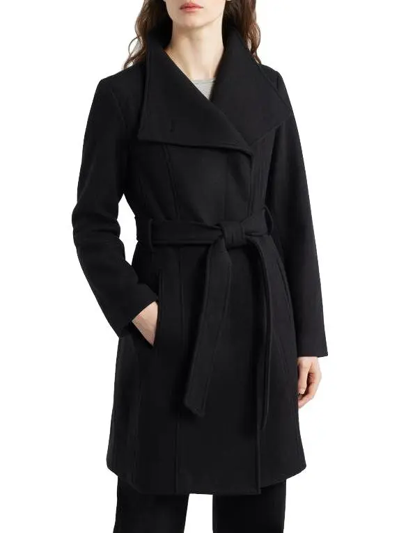Michael Kors Belted Coat With Oversize Collar - Black
