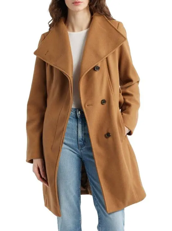 Michael Kors Belted Coat With Oversize Collar - Dark Camel