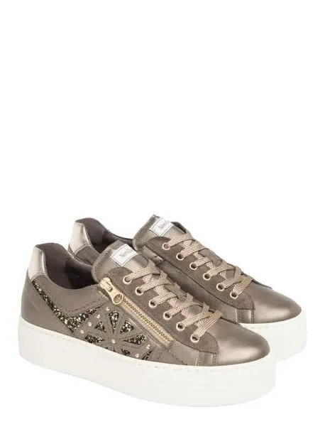 NEROGIARDINI Sparkle Side Zip Platform Sneaker - Grey