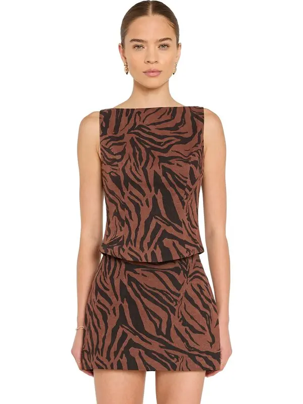 Amanda Uprichard Ines Animal Print Top - Brown Black