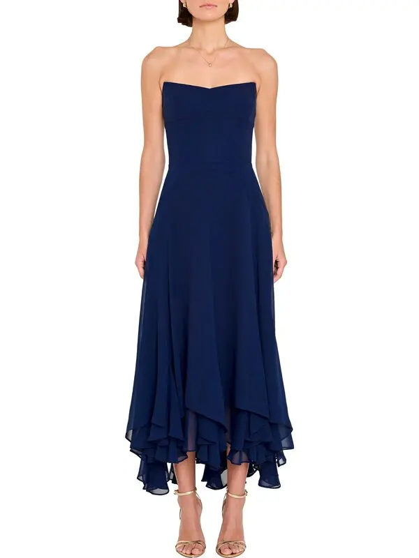 Amanda Uprichard Monterey Strapless Midi Dress - Dark Navy