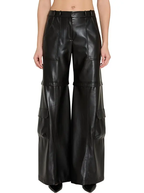 Amanda Uprichard Lucas Faux Leather Cargo Pants - Black