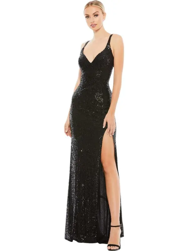 Mac Duggal Fully Sequined Scoop Back Gown - Black