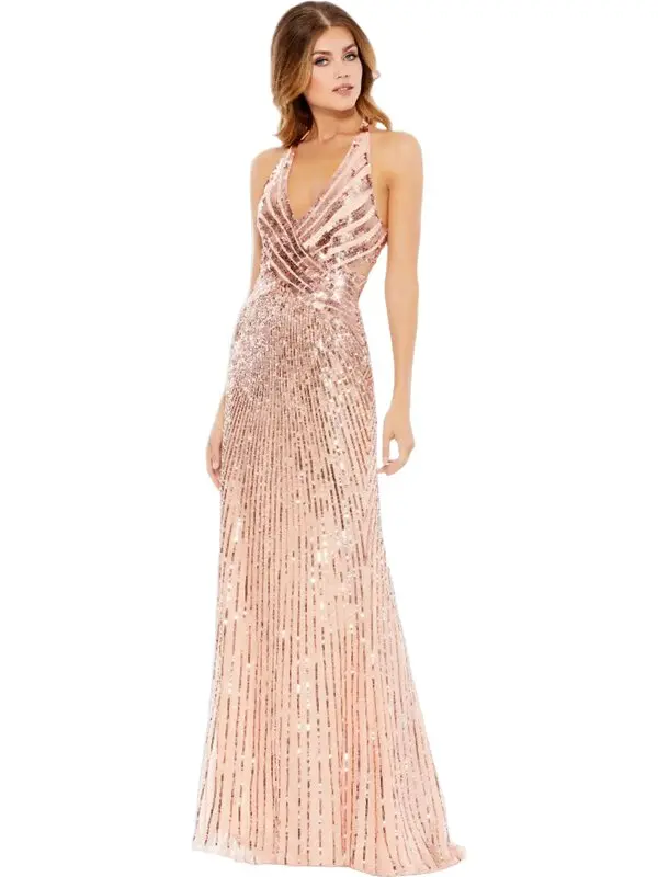 Mac Duggal Sleeveless Sequin Embellished Gown - Pink