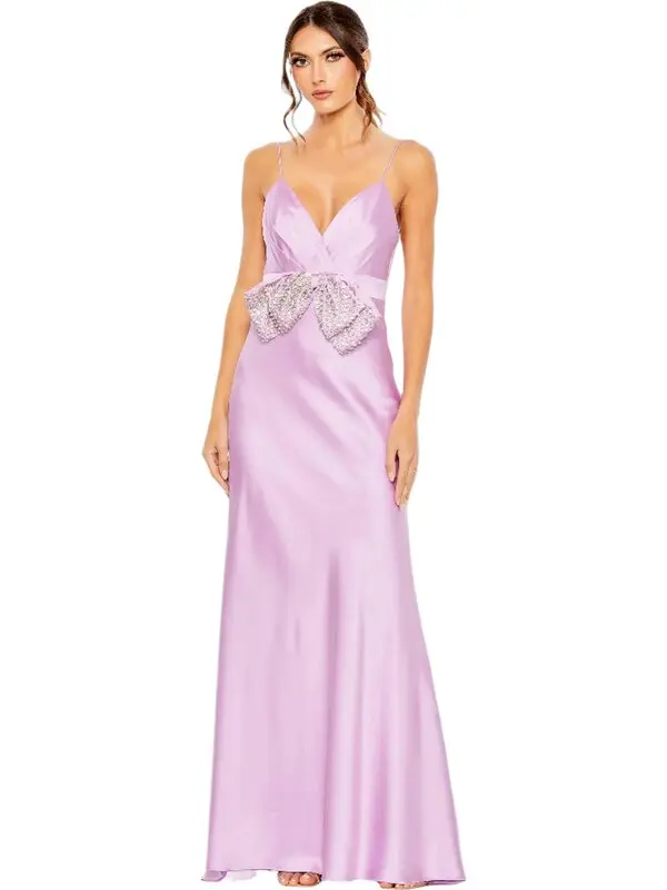 Mac Duggal Rhinestone Bow Cami Trumpet Gown - Lilac