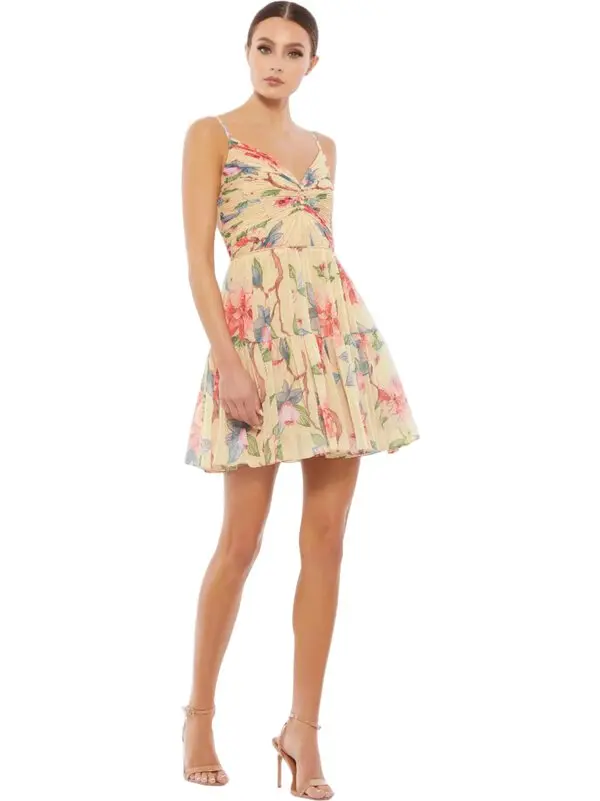 Mac Duggal Floral Fit & Flare Mini Dress - Nude Multi