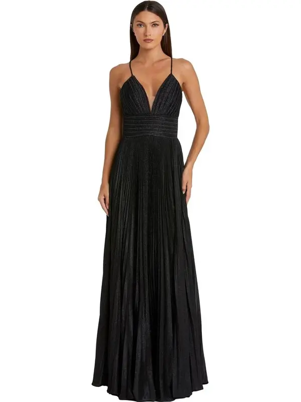 Mac Duggal Metallic Lurex A-line Gown - Black