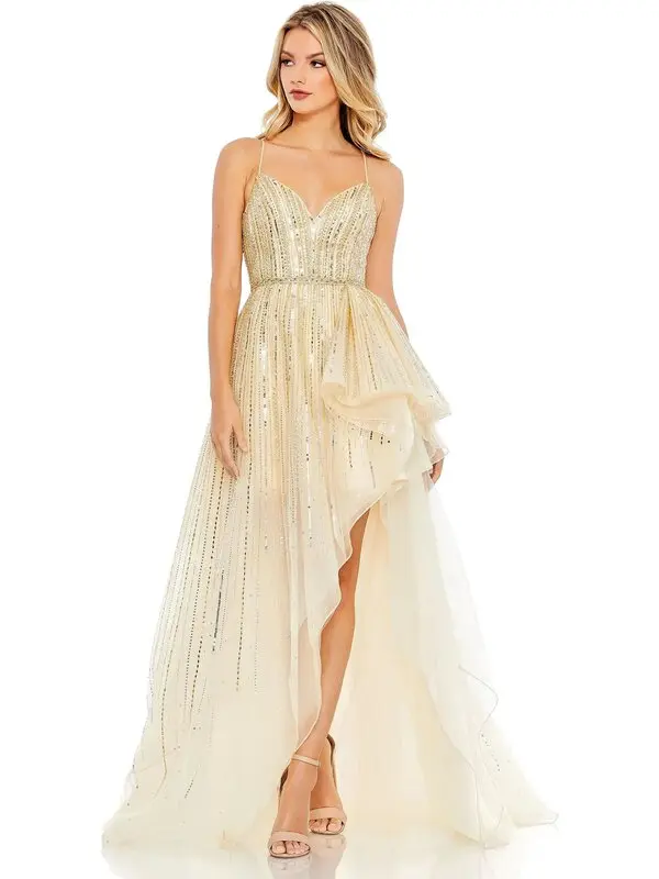 Mac Duggal Hand-embellished Tulle Gown - Gold Silver