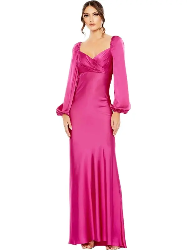 Mac Duggal Sweetheart Neckline Puff Sleeve Gown - Pink