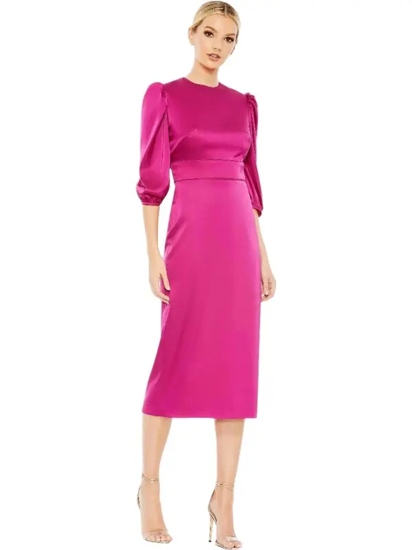 Mac Duggal High Neck Midi Dress - Pink
