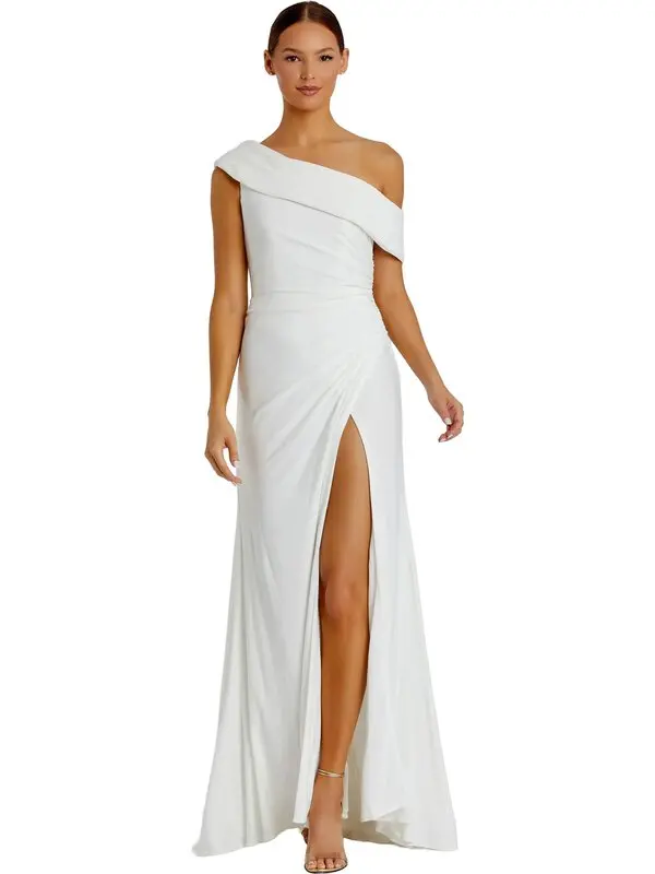 Mac Duggal Off-the-shoulder Jersey Gown - White