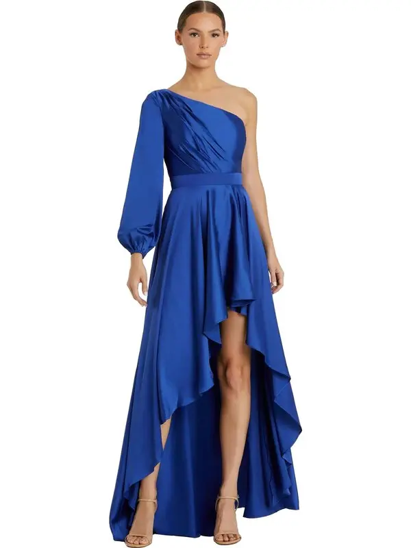 Mac Duggal One-shoulder Hi-low Gown - Blue