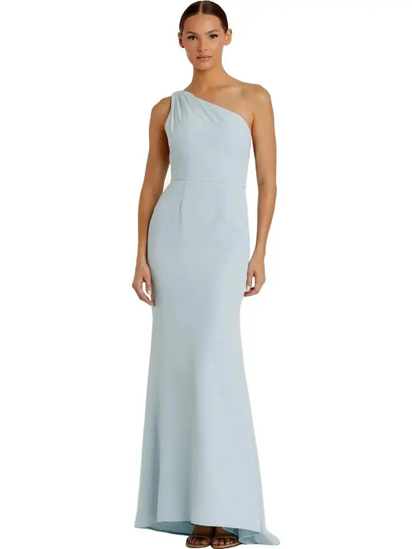 Mac Duggal One-shoulder Crepe Mermaid Gown - Blue