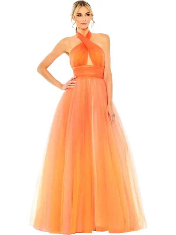 Mac Duggal Ombre Tulle Gown - Orange