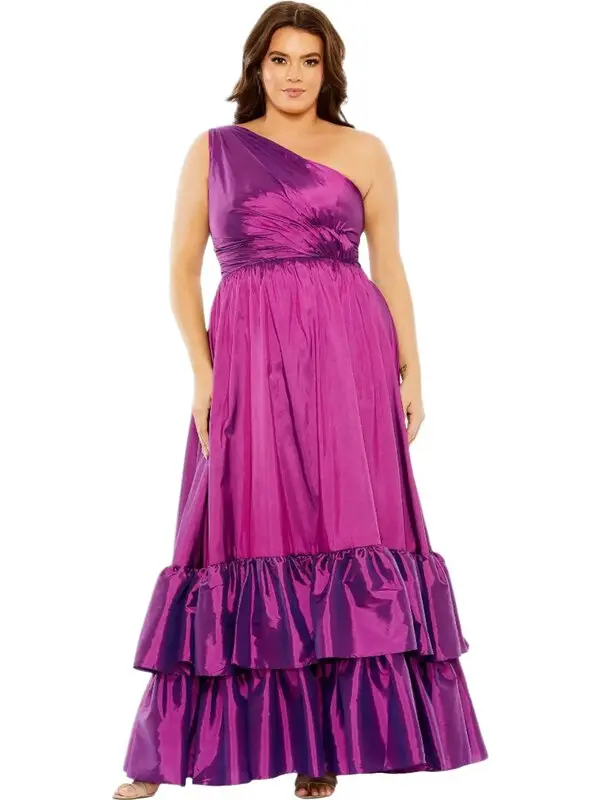 Mac Duggal Asymmetrical One-shoulder Gown - Purple