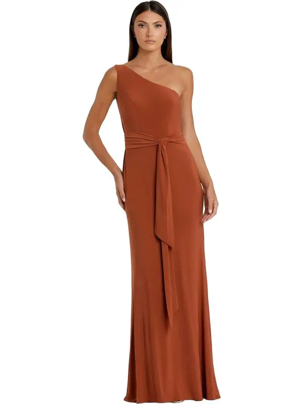 Mac Duggal Jersey One-shoulder Trumpet Gown - Orange