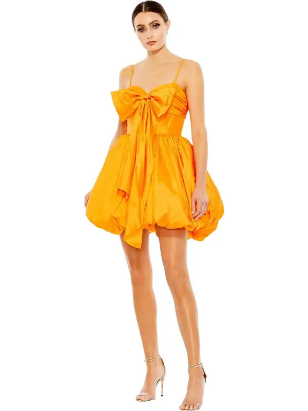 Mac Duggal Taffeta Bow Mini Dress - Orange