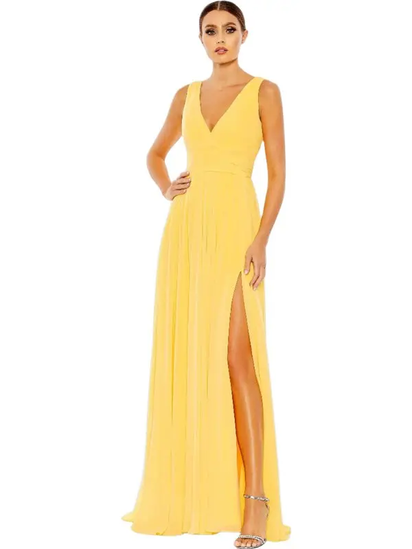 Mac Duggal Chiffon A-line Gown - Yellow
