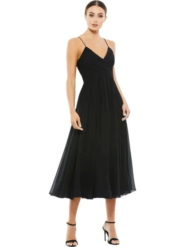 Mac Duggal Sleeveless Flowy Midi Dress - Black