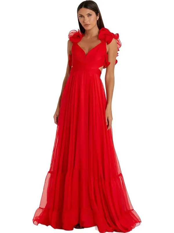Mac Duggal Iconic Ruffle Gown - Red