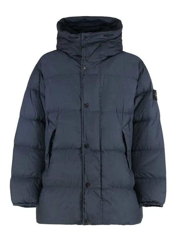 Stone Island Parka With Hood In Recycled Nylon Reps - Blue